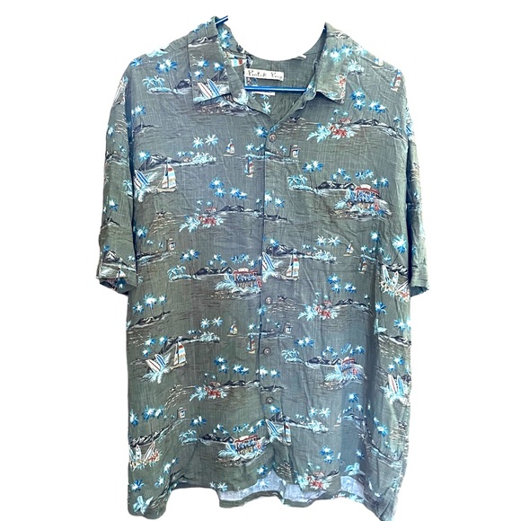 batik bay | Shirts | Batik Bay Mens Hawaiian Shirt 2xl Tall Blue Palm ...